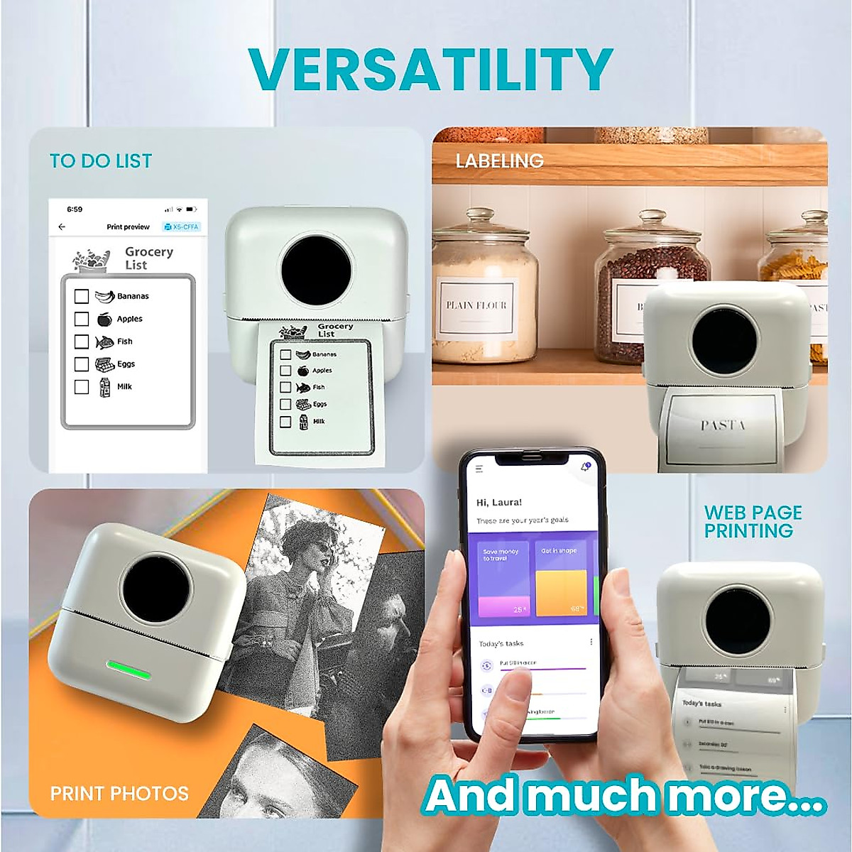 TRENDPJA - Mini Printer, Sticker Maker Machine, Bluetooth Printer for Phone, Small Pocket Printer, Wireless Label Printer, Thermal Mini Printer, Bluetooth Photo Printer for Scrapbooks, and DIY Crafts