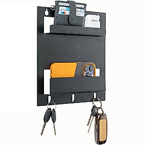 100% Metal Bedside Shelf Wall Mount Charging Station | Wall Phone Holder for Wall Storage | Bedside Organizer Heavy Duty Matte Black | Bedside Wall Caddy for Dorm | Premium Behind Bed Shelf