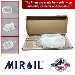 Miroil | B5FS Fryer Filter Bag & Frame | MirOil EZ Flow Filter Bag Combination | Part 02751| Use to Filter Fry Oil | Suitable for 40 lb or 50 Qt Polishing Oil | Durable, Easy to Clean with Hot Water