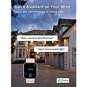 Alexa Smart Watch for Women, Alexa Built-in, RERE Fitness Tracker for Blood Oxygen, Heart Rate, Sleep Monitor, 1.69 inch Smartwatch for Android and iPhone, 5ATM Waterproof, 10 Day Battery Life, Pink