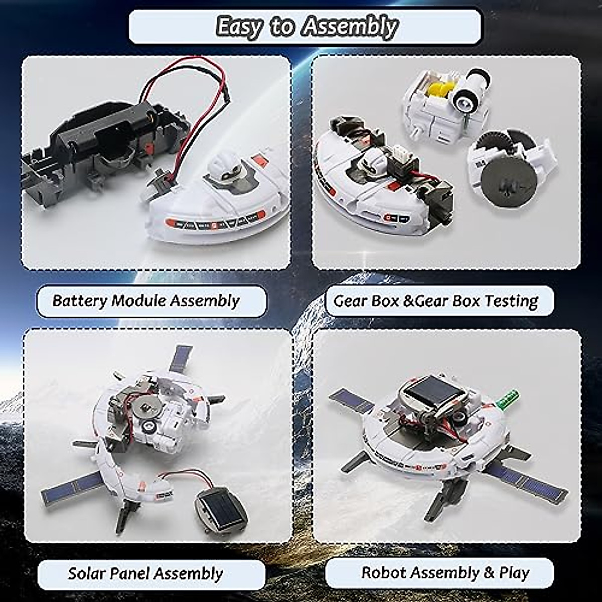 6-in-1 STEM Solar Robot Kit, Solar Robot Space Toys Building Science Kits, Educatoinal Learning Science Building Toys DIY Educational Science Kits Gift for Kids Ages 8-12(White)