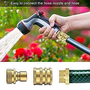 Twinkle Star Heavy Duty 3/4 Garden Hose Quick Connect Fittings, Water Lock Splitter, Sink Spigot Connectors, No Leak Connection, 2 Adapters Included