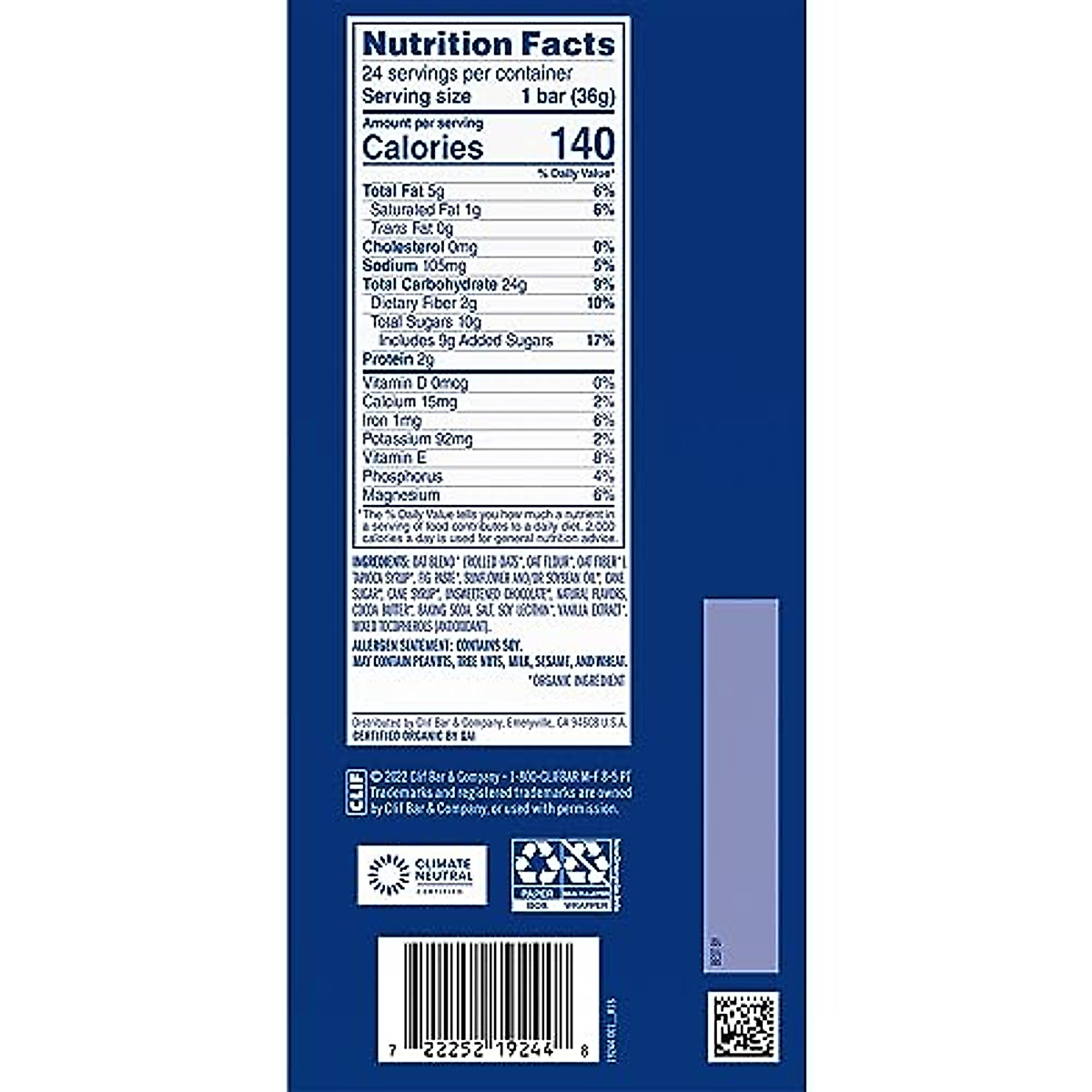 CLIF Kid Zbar - Chocolate Chip - Soft Baked Whole Grain Snack Bars - USDA Organic - Non-GMO - Plant-Based - 1.27 oz. (24 Pack)