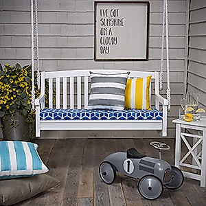 Grouchy Goose Cubed Blue Bench/Porch Swing Indoor/Outdoor Cushion, 1 Count (Pack of 1)