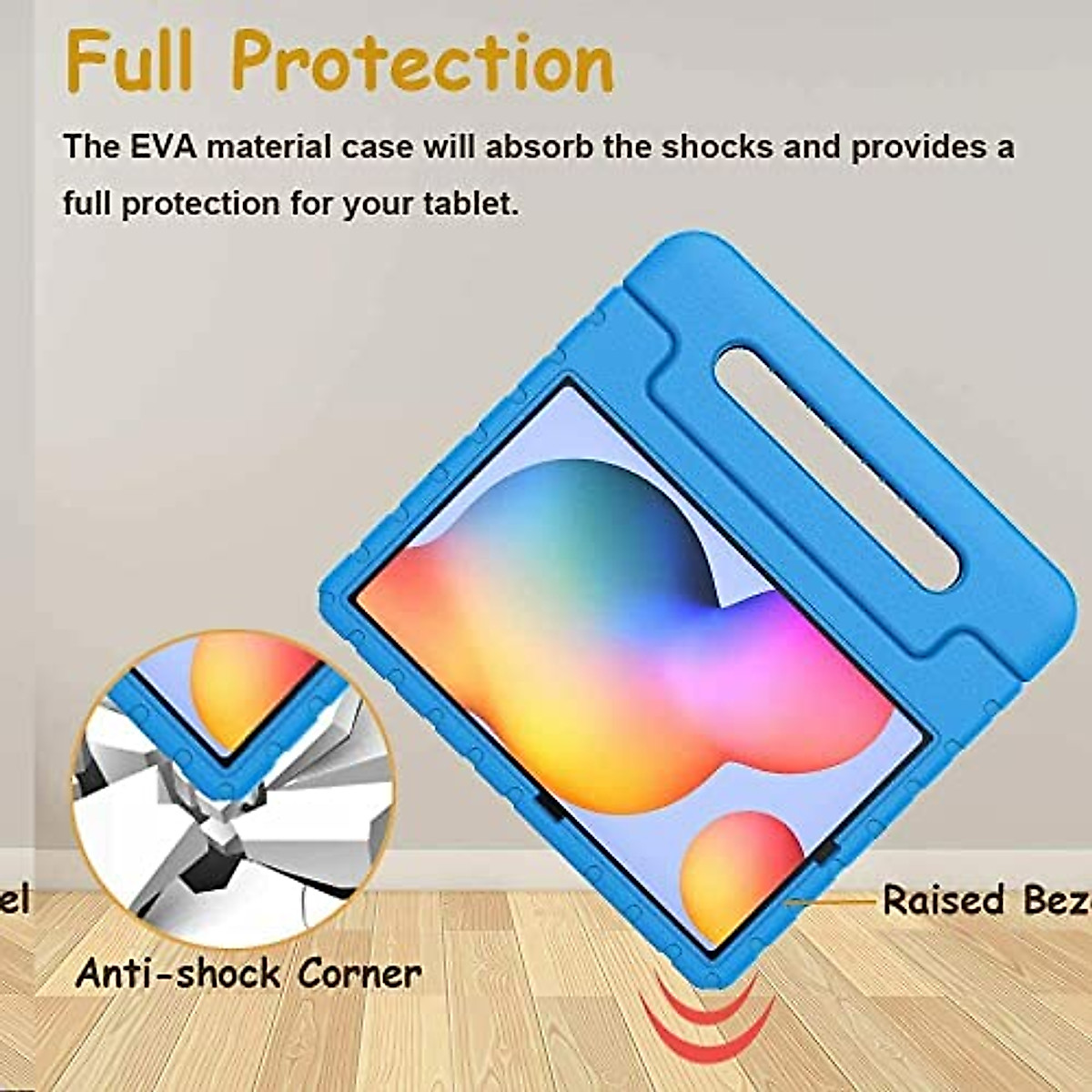 i-original Kids Case for Samsung Galaxy Tab S6 Lite 10.4 inch 2022/2020 Model (SM-P610/P613/P615/P619) - Shockproof Kids Bumper Cover Handle Stand EVA Case(Blue)