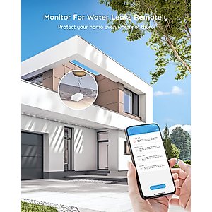 Govee WiFi Water Sensor, 100dB Adjustable Audio Alarm and Smart App Alerts, Leak and Drip Alert with Email, Detector for Home, Basement(Not Support 5G WiFi)