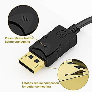 VANDESAIL DVI to Displayport Cable, 10 Feet DP to DVI Gold Plated Adapter Cord, Compatible with PC, Laptop, HDTV, Projector, Monitor and More (10 Ft, Black)