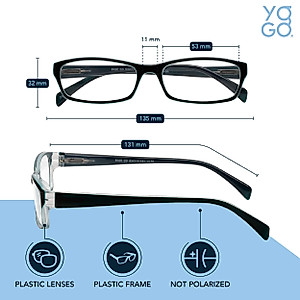 Yogo Vision Reading Glasses 5 Pairs Fashion Ladies Quality Designed Spring Hinge Readers for Women Set of Black Clear, Red Pink, Blue Light Blue, Havana Black, Transparent Black 2