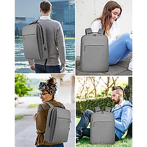 SUOKOMR Laptop Backpack for Men,Business Slim Backpack with USB Charger Lightweight Durable Travel Backpacks Mens Backpacks Water Resistant Laptop Bag for Work Office College(Grey)