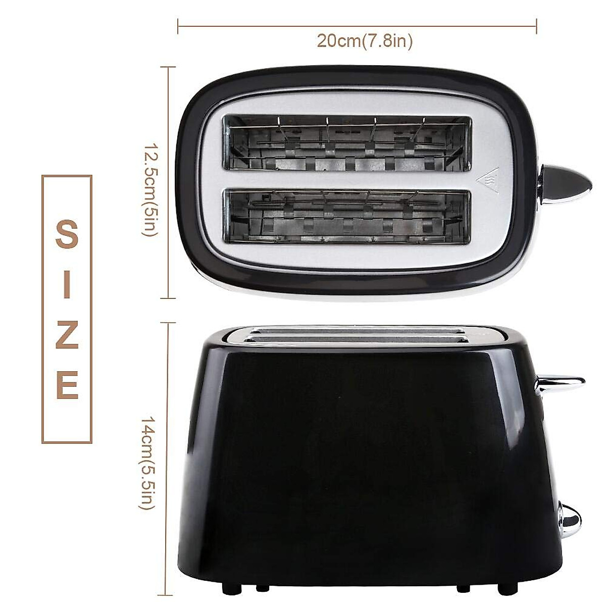 prepAmeal 2 Slice Toaster Bagel Toaster Small Bake Toaster with 6 Browning Setting, Cancel Function, Extra Wide Slots, for Bagels, Waffles, Breads, Puff Pastry, Snacks (2-Slice, Black)