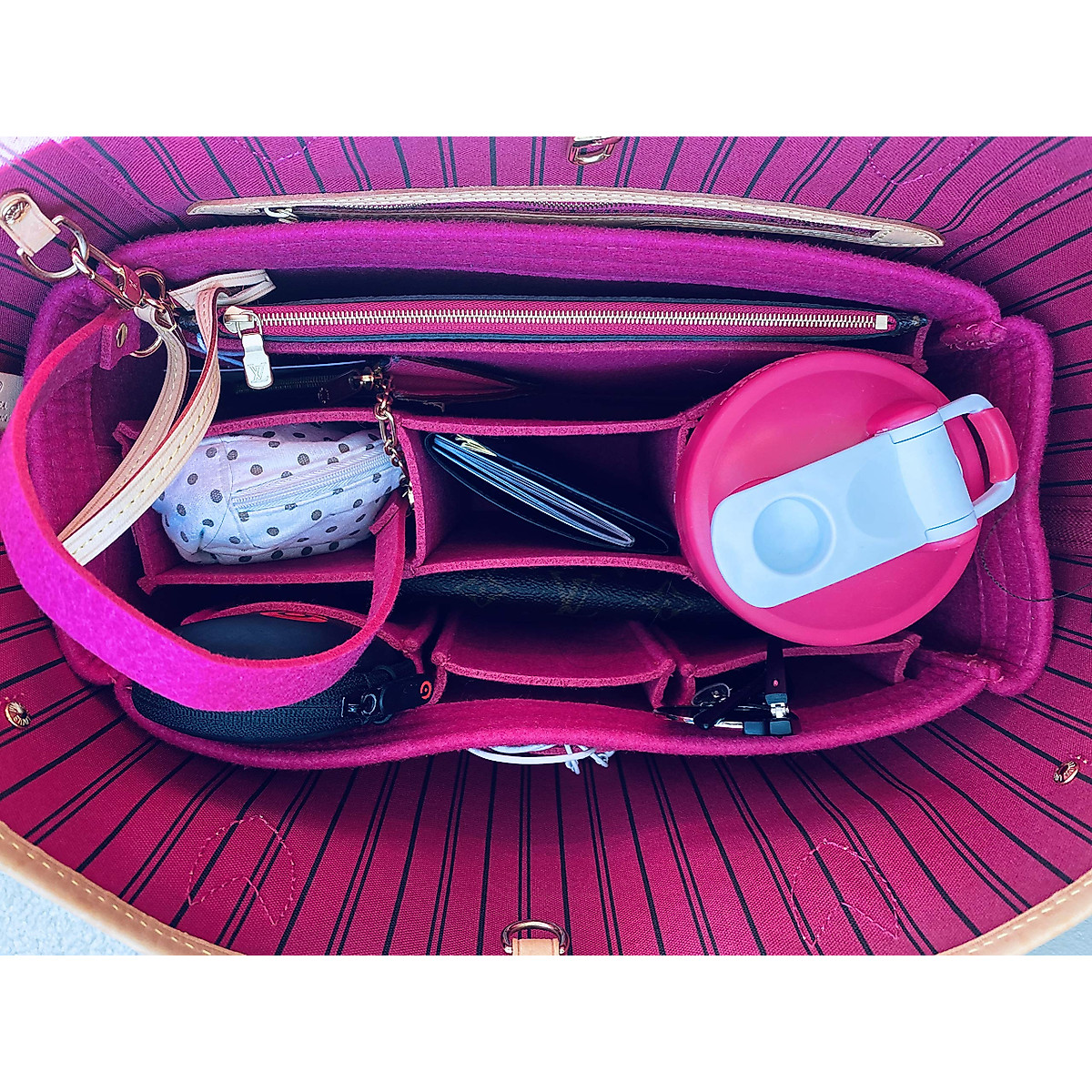 AlgorithmBags design for LV Neverfull MM Luxury Purse Organizer Insert Bag Shaper Liner Divider, Peony