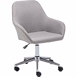 BTEXPERT Arm Mid Back Home Computer, Office Task Wheels, Swivel Height Adjustable, Comfy Soft Desk Chair, (5174), Gray Fabric