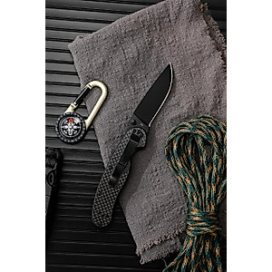 CNYJ Pocket Folding Knife D2 Blade Carbon fiber Handle Everyday Carry Knife for Men Womening Everyday Carrying