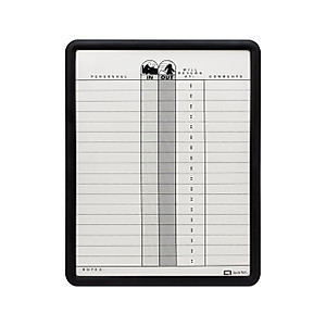 Quartet In/Out Board, 11" x 14", DuraMax Porcelain, In and Out Board, Classic Gray, Black Frame (750), Gray/White, 11 x 14 Inches (Tracks 18 Names)