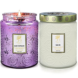 Candles, Lavender Candles Relief Scented Candle, 2 Pack 36oz Large Glass Jar Candles for Home Scented, 280 Hours Long Lasting Aromatherapy Soy Candle, Gifts for Women Mother and Friend