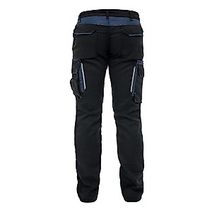 FASHIO FF Mens Construction Pants Utility Work Heavy Duty Workwear Trousers Carpenter Knee Reinforcement Cordura Safety Pants S5 Black W32-L34