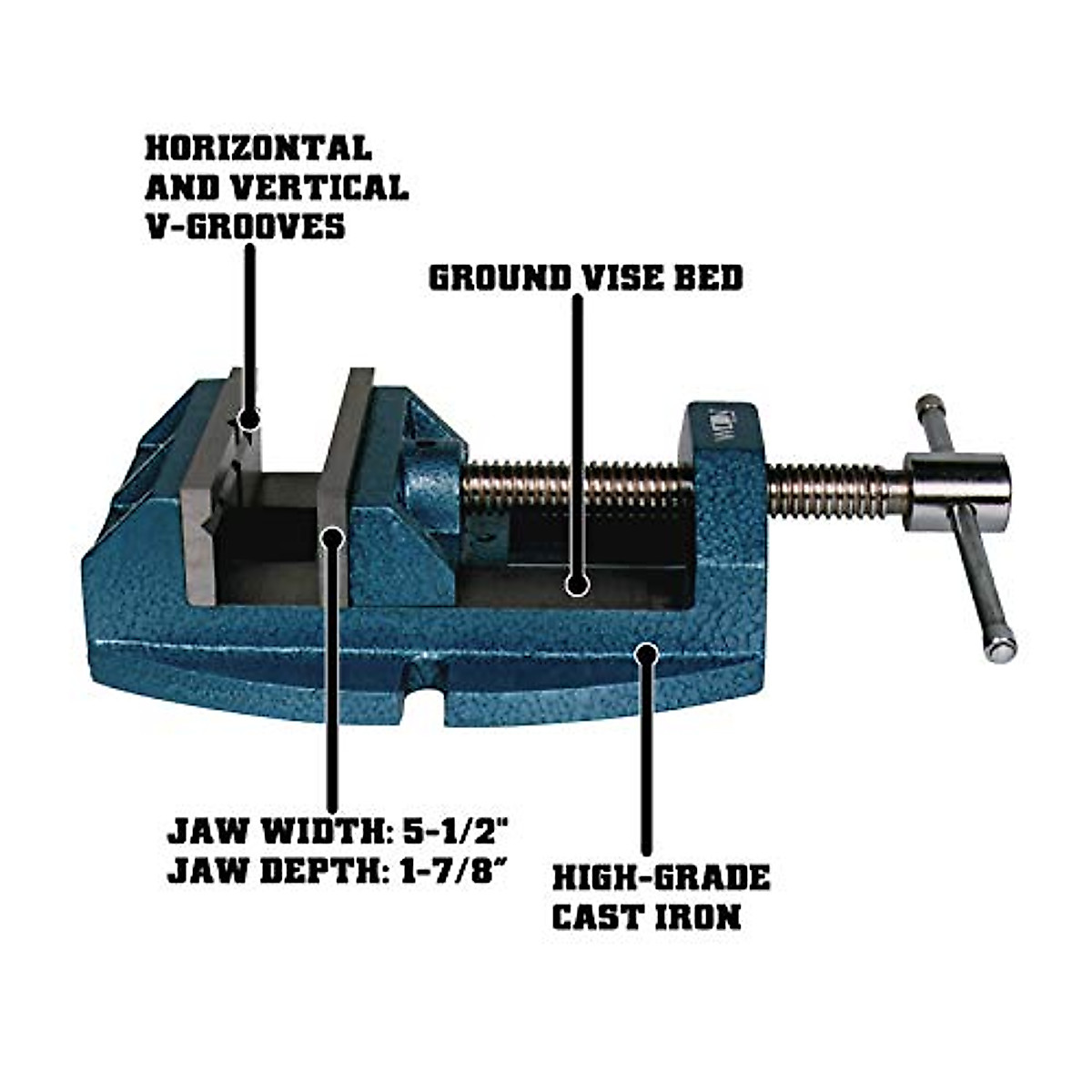 WILTON 1360 Versatile Drill Press Vise, Continuous Nut, 5-1/2' Jaw Width, 5' Jaw Opening (63240)