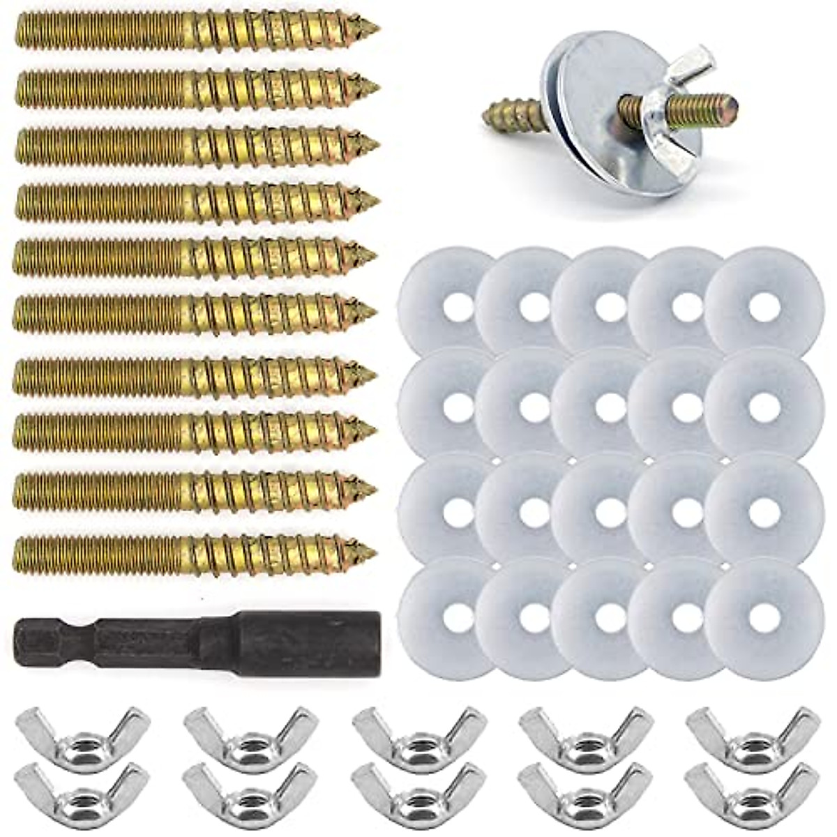 Bird Cage Screws Bird Perch Screws Bird Stand Platform Accessories 20 Washers 10 Screws 10 Wing Nuts 1 Drill Tool Hardware for Fixing Bird Playground Perch Food Bowls Feeder Breeding Box (10 Sets)
