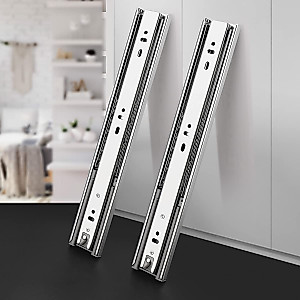 Gobrico Drawer Hardware 16-inch Hydraulic Soft Self Close Drawer Slides Full Extension Ball Bearing Drawer Runners 3Folds 100 lb. 1Pair
