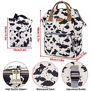 Cow Print Diaper Bag Backpack Set for Baby Girls Mom, Large Capacity Multi-Function Nappy Bags Organizer