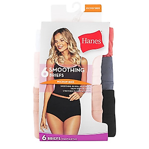 Hanes womens Signature Smooth Women's Microfiber Underwear 6-pack Briefs, Assorted, 8 US