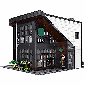 General Jim's Coffee House Modern Architecture Building Blocks Two Level City Modular MOC Bricks Toy Building Set with Light Effects Great Modular Build for Teens and Adults