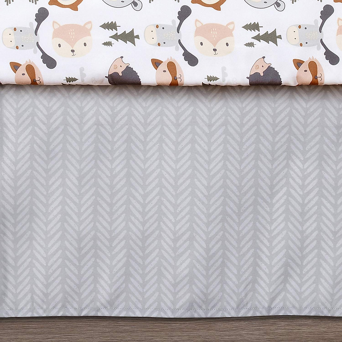 The Peanutshell Woodland Walk Crib Bedding Set for Boys or Girls | 3 Piece Nursery Set | Crib Quilt, Fitted Sheet, Crib Skirt