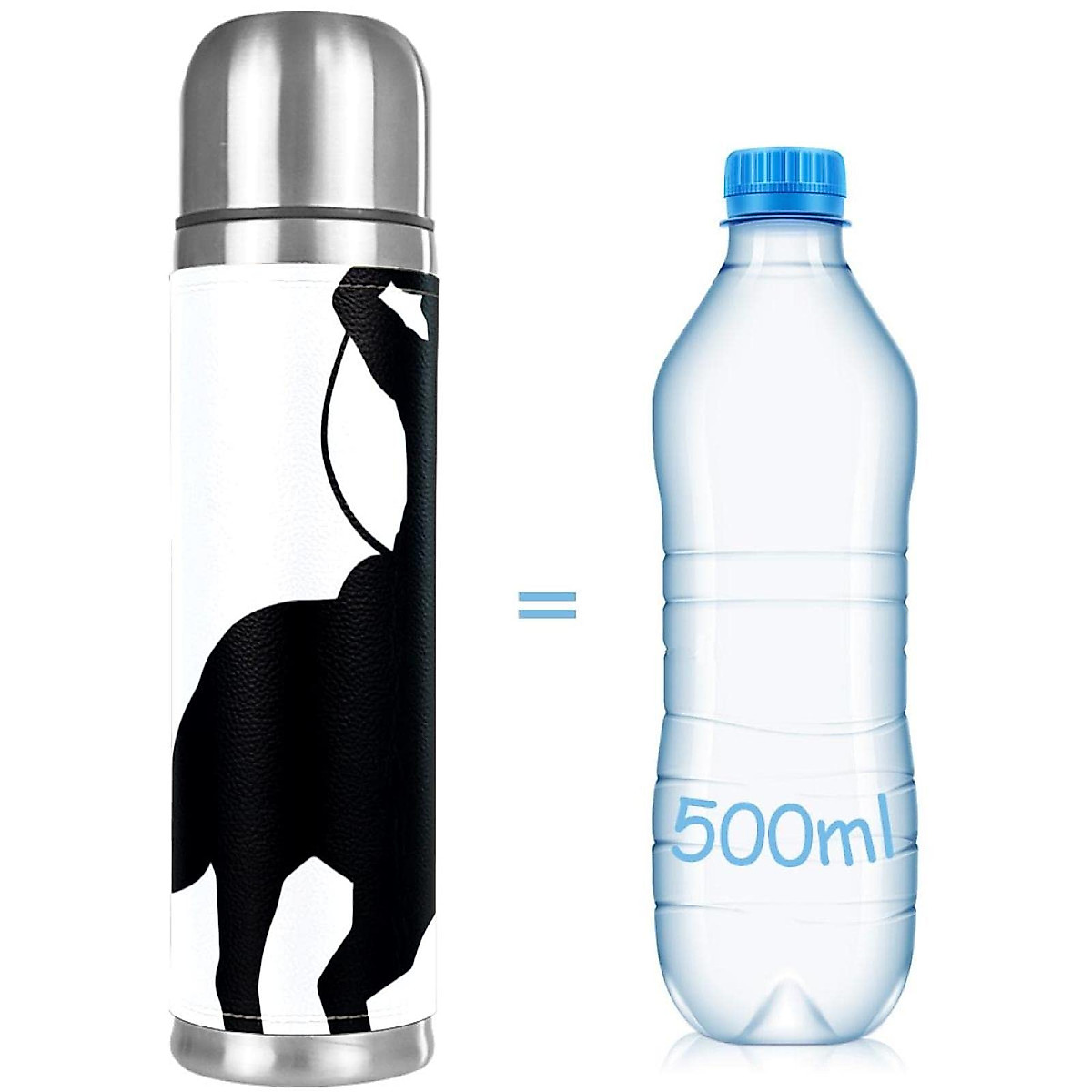 Stainless Steel Leather Vacuum Insulated Mug Horse Silhouette Thermos Water Bottle for Hot and Cold Drinks Kids Adults 16 Oz