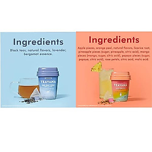 Teavana Earl Grey Crème and Beach Bellini, Finest Teas - 15/12 Sachets Each (27 Total) Plus Bools Pure Honey Clover Sticks (10)