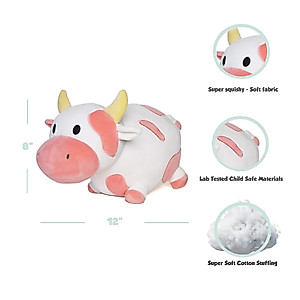 Avocatt Pink Cow Plush Toy - 10 Inches Plushie Stuffed Animal - Hug and Cuddle with Squishy Soft Fabric and Stuffing - Cute Cow Gift for Boys and Girls