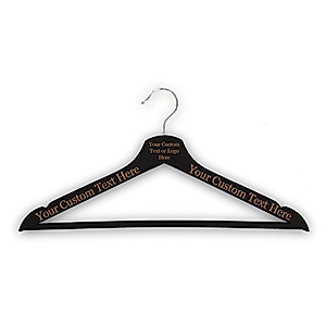 Customized Custom 3D Laser Engraved Personalized Wooden Clothes Hanger Organization Closet Tools (Black)