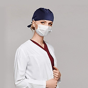 Syhood 6 Pieces Bouffant Caps with Buttons and Sweatband Adjustable Gourd-Shaped Tie Back Hats for Women Men