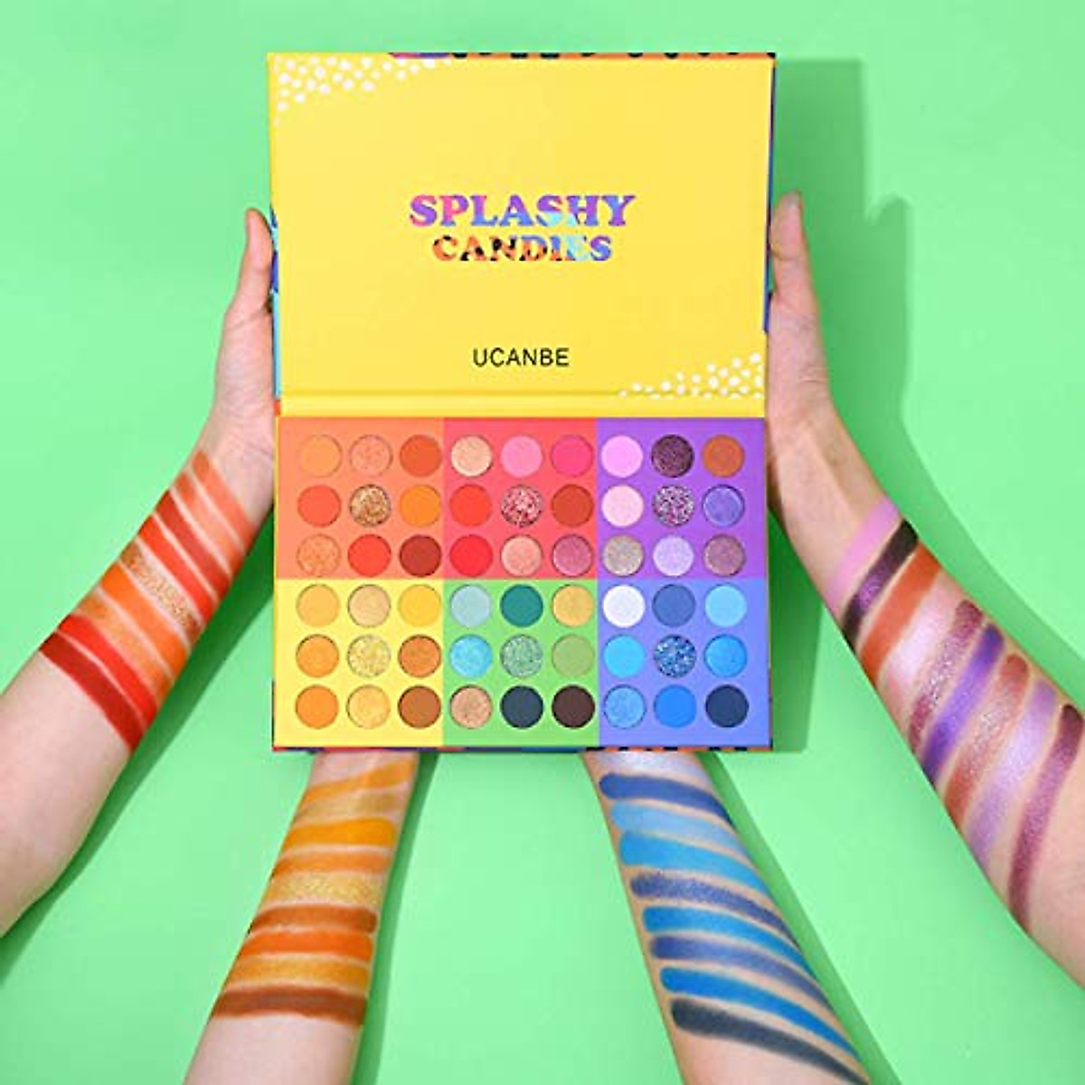 UCANBE 54 Colors Splashy Candies Eyeshadow Palette, Highly Pigmented Matte Shimmer Soft Creamy Glitter Rainbow Bright Powder Eye Shadow Blendable Waterproof Long Lasting Makeup Pallet…