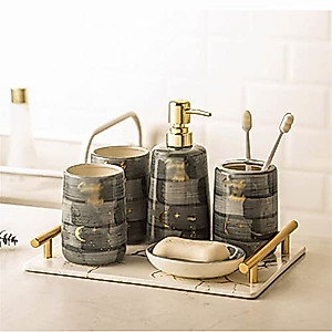 CZDYUF Hand-Painted Ceramic Bathroom Five-Piece Toiletry Set Wedding Bathroom Supplies Toothbrush Mouthwash Cup
