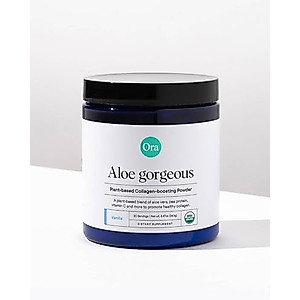 Ora Organic Vegan Collagen-Boosting Powder for Women and Men - Hair, Skin, & Nails Support - Bamboo Silica, Plant-Based Protein, Organic Vitamin C, Aloe Vera - Chocolate Flavor, 20 Servings