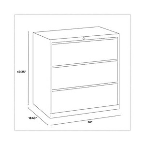 Hirsh Industries Lateral File Cabinet, 3 Letter/Legal/A4-Size File Drawers, Black, 36 x 18.62 x 40.25