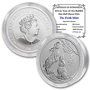 2023 P 1/2 oz Silver Australian Lunar Series III Year of the Rabbit Coin (in Capsule) Brilliant Uncirculated 50c Seller BU