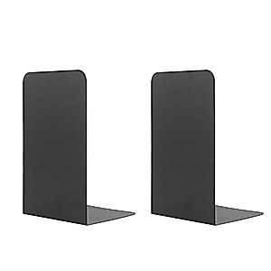 MSDADA Bookends, Book Ends for Book Shelves, Bookends for Office, Book Ends for Heavy Books, Metal Bookend Supports, Modern Minimalist Style Bookends, Black (1Pairs/2Pcs)