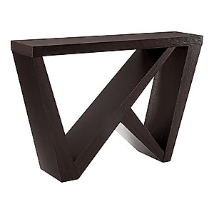 HOMES: Inside + Out Naomi Modern Decorative Accent Console with W-Shaped Legs, Narrow Desk, Wood Entryway Console Table for Living Room, Hallway, Entrance, Small Spaces, Cappuccino