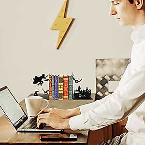 NEFSO Decorative Bookends for Bookshelf, Black Magic Book Stopper, Unique Gifts for Family Friends Kids, Study Room Home Office Décor (NEFSO220723-1)