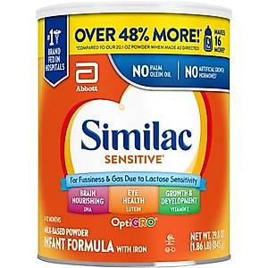 Similac Sensitive Infant Formula, for Fussiness & Gas Due to Lactose Sensitivity, Baby Formula Powder, 29.8-oz Can