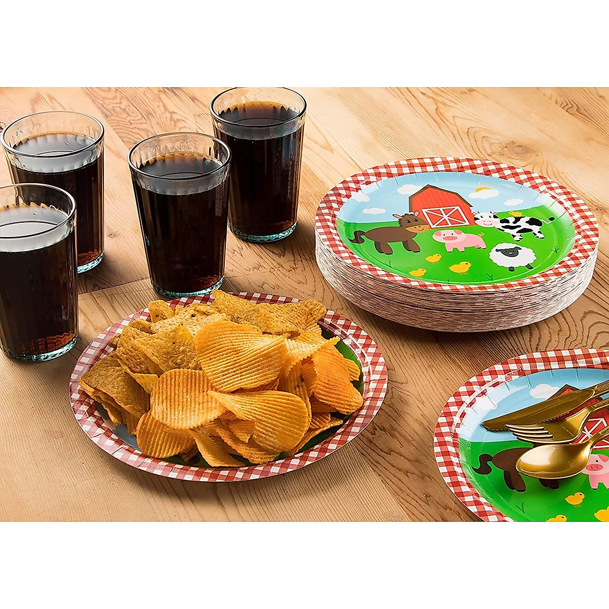 80-Pack Farm Birthday Party Supplies, Farmhouse Plates (9 in)