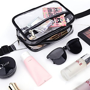 Clear Fanny Pack,Clear Fanny Pack Stadium Approved For Women Men,Clear Belt Bag,Waterproof Clear Waist Bag With Adjustable Strap,Crossbody Bag Waist Pack for Sports,Travel,Beach,Events,Concerts