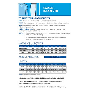 Landau Relaxed Fit 3-Pocket 4-Button Full-Length Lab Coat for Women 3155, White, 6