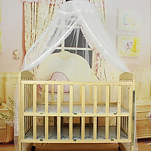 HEVIRGO Bed Canopy Mosquito Net, Hanging Travel Netting Curtains, Play Tent Bedding, Baby Bed Mesh Dome Curtain Mosquito Net Durable Toddler Crib Cot Canopy Bed Net - Beige