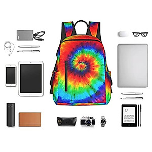 Color Tie Dye Backpack Compact Light 14.7 Inch Travel Bag Laptop Hippie Backpack Computer Bag for Men Women