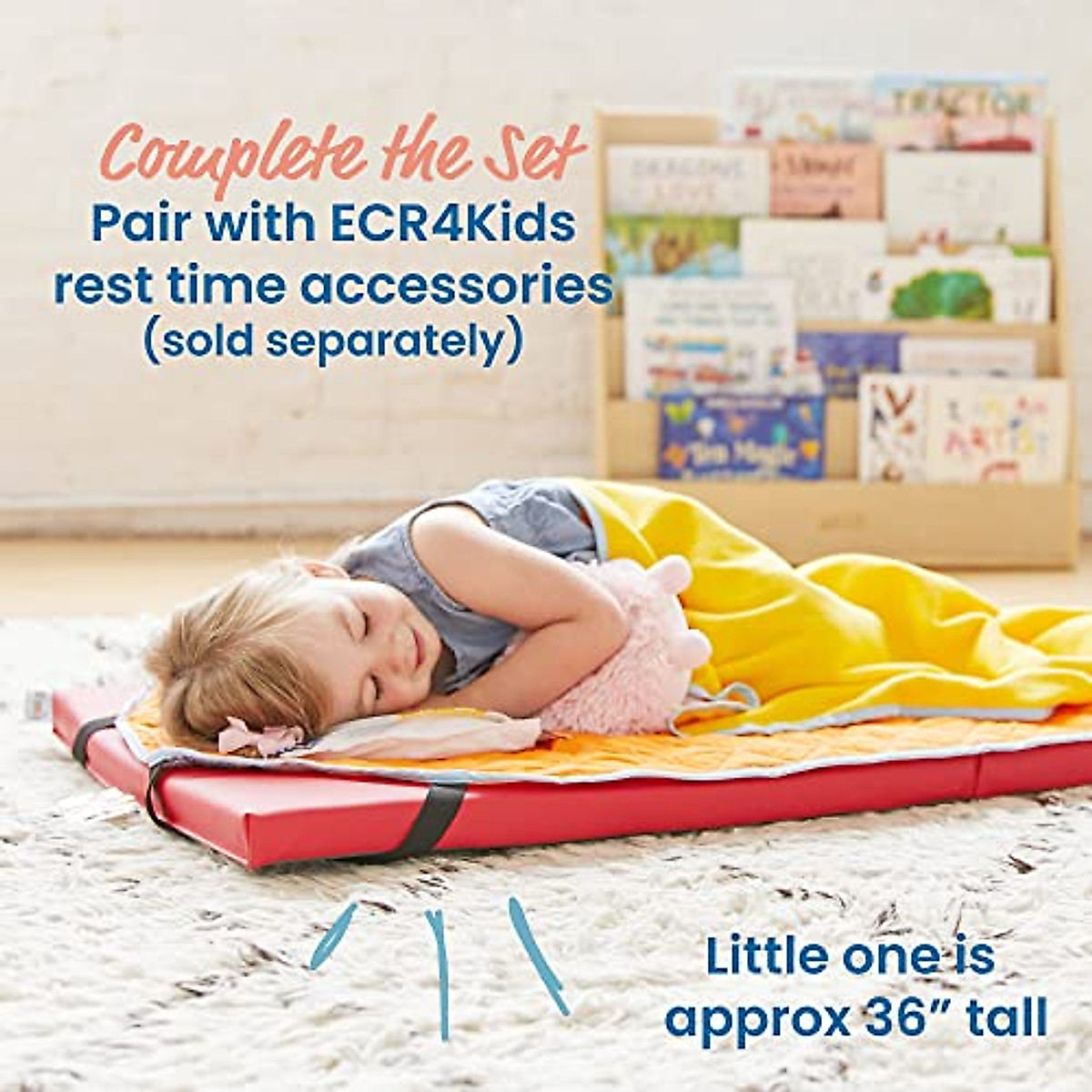 ECR4Kids SoftZone Rainbow Rest Mat, 2in, Classroom Furniture, Assorted, 5-Piece