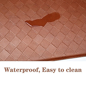 YUANIMAT Kitchen Anti Fatigue Floor Mat,Cushioned Anti-Fatigue PVC Kitchen Rugs - Ergonomic Comfort Rug for Kitchen,Office,Sink,Laundry -Non-Slip Standing Desk Mat (29.5 Inch x 17.7 Inch, Grid-Brown)