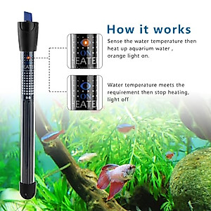 DOMICA 300W Submersible Aquarium Heater, Adjustable Fish Tank Heater, with Suction Cups and Free Thermometer Suitable for Marine Saltwater and Freshwater