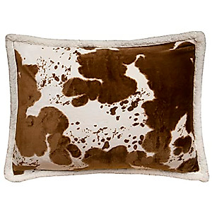 Linen Mart Cowhide Sherpa Plush Lodge Fleece Blanket - 3 Piece Set (Queen (U.S. Standard))